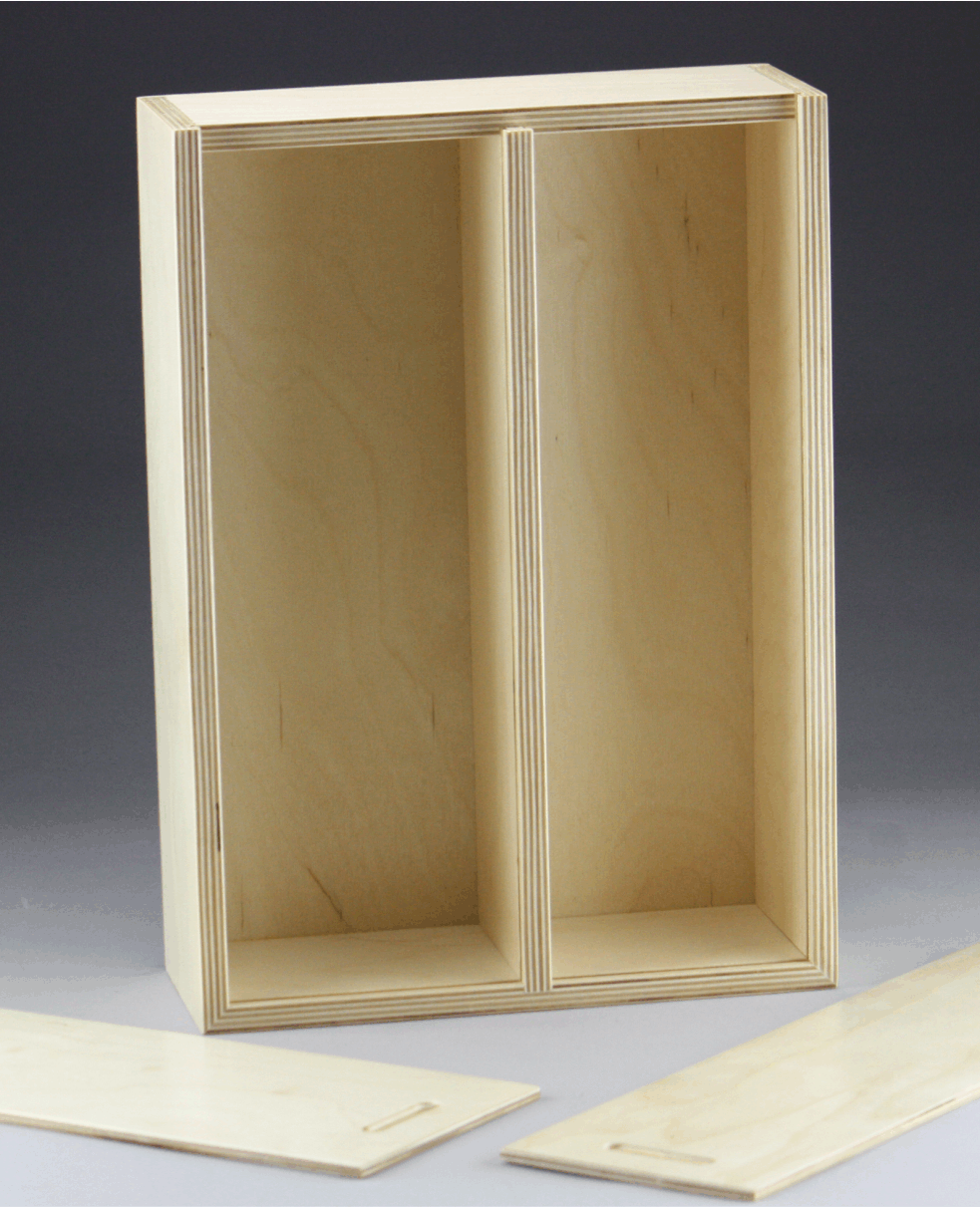 - Baltic Birch Slide Lid Double Compartment Box #BBSLWB2