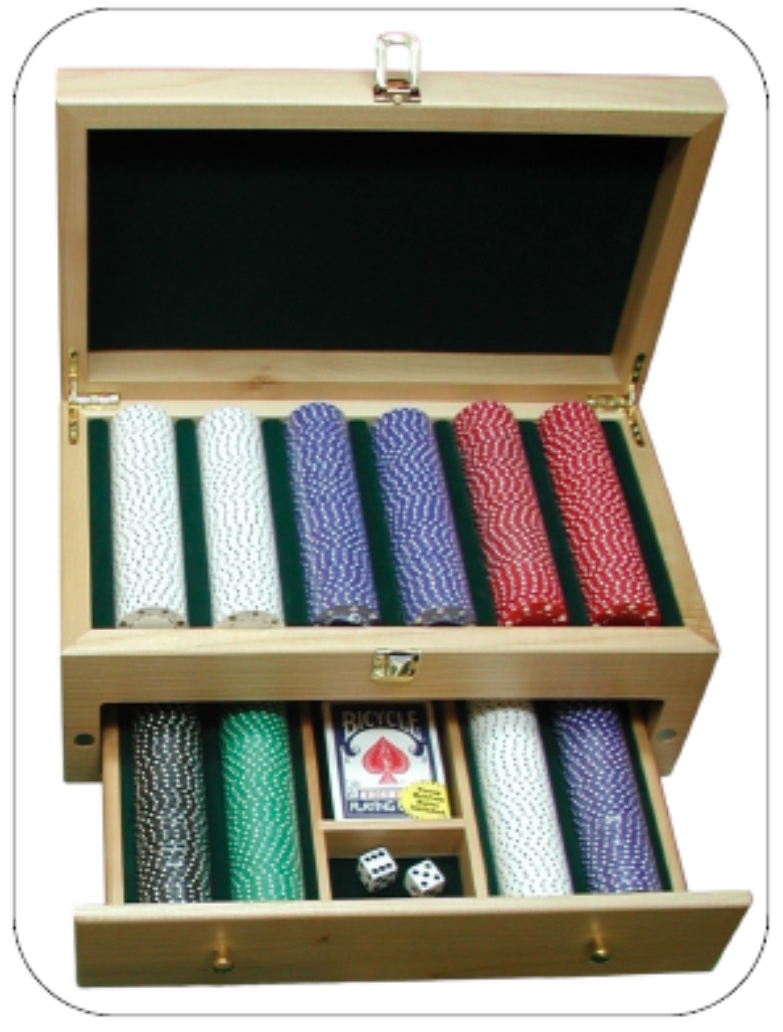 SALE***** Alder Poker Box. Holds 500 Poker Chips #01060A